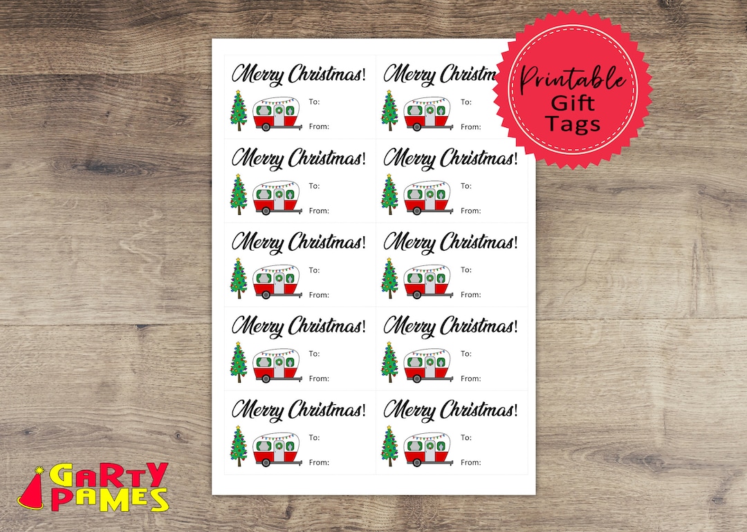 Printable Camper Christmas Gift Tags - Instant PDF Download, Print at ...