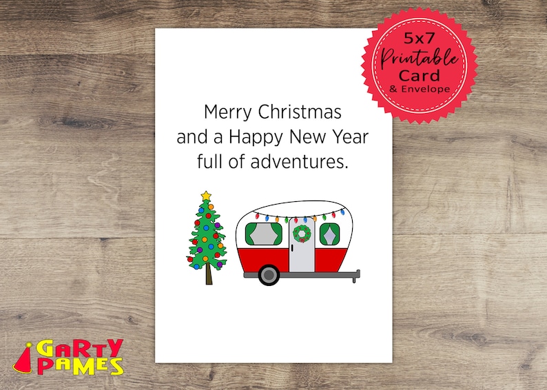 Printable Christmas Camper Card - Adventure Camping RV Camp Holiday ...