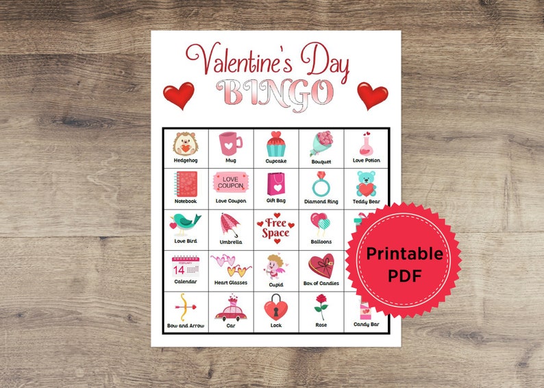 30 Printable Valentine's Day Bingo Cards - School Party Game - Instant ...