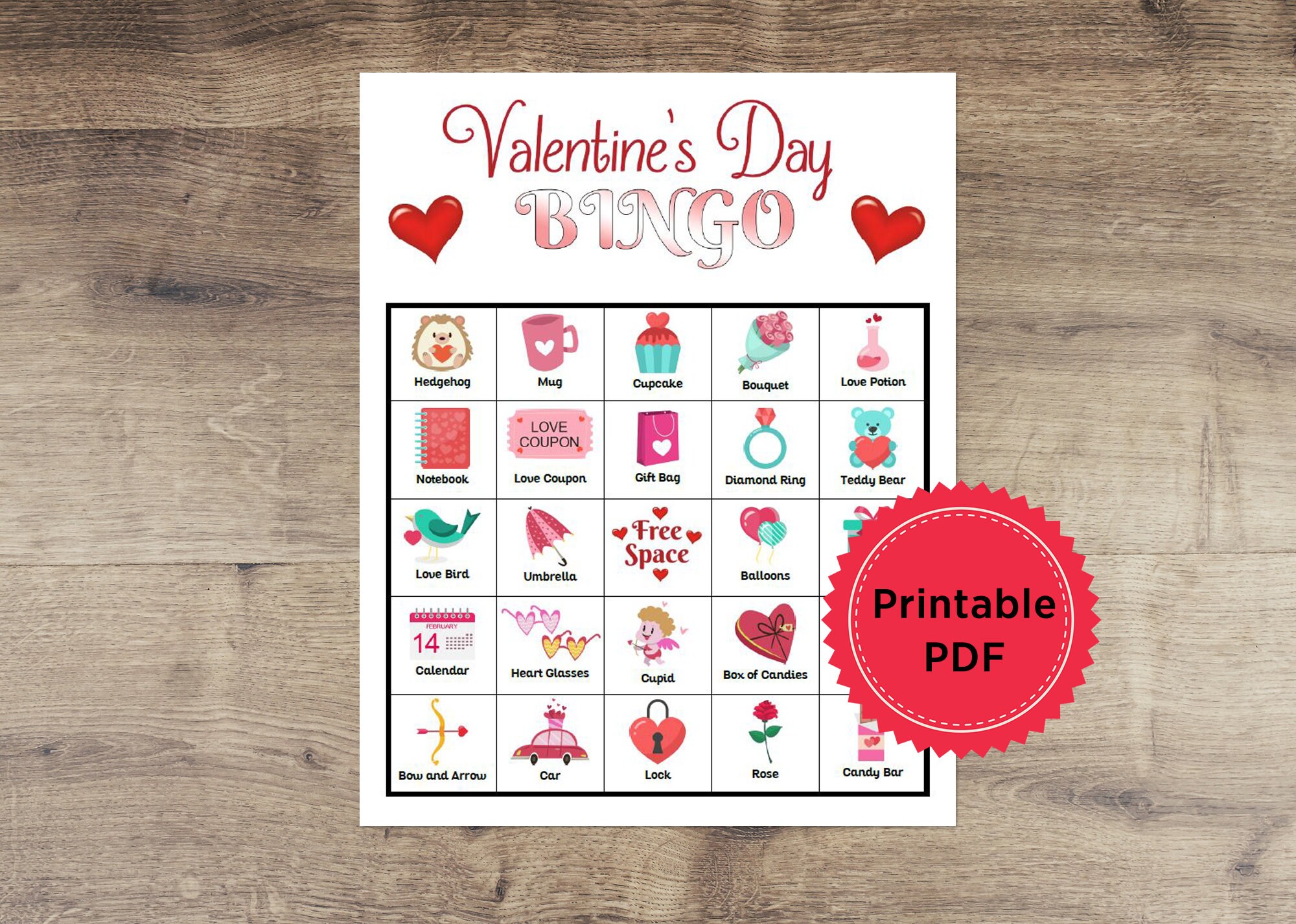 30 Printable Valentine's Day Bingo Cards - School Party Game - Instant ...