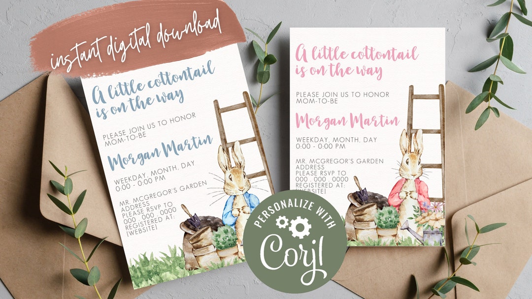 Peter Rabbit Baby Shower Invitation, Classic Storybook Invite ...