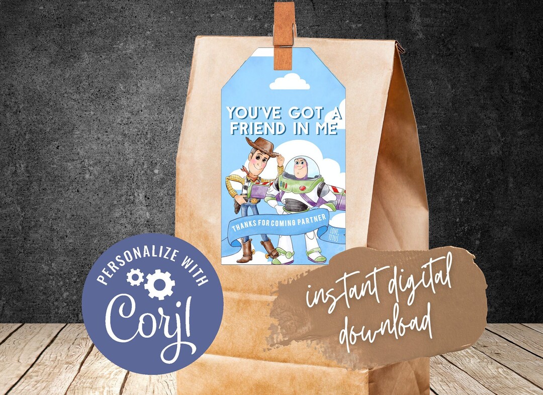 Toy Story Thank You Favor Tag, Woody & Buzz Lightyear Birthday Party ...