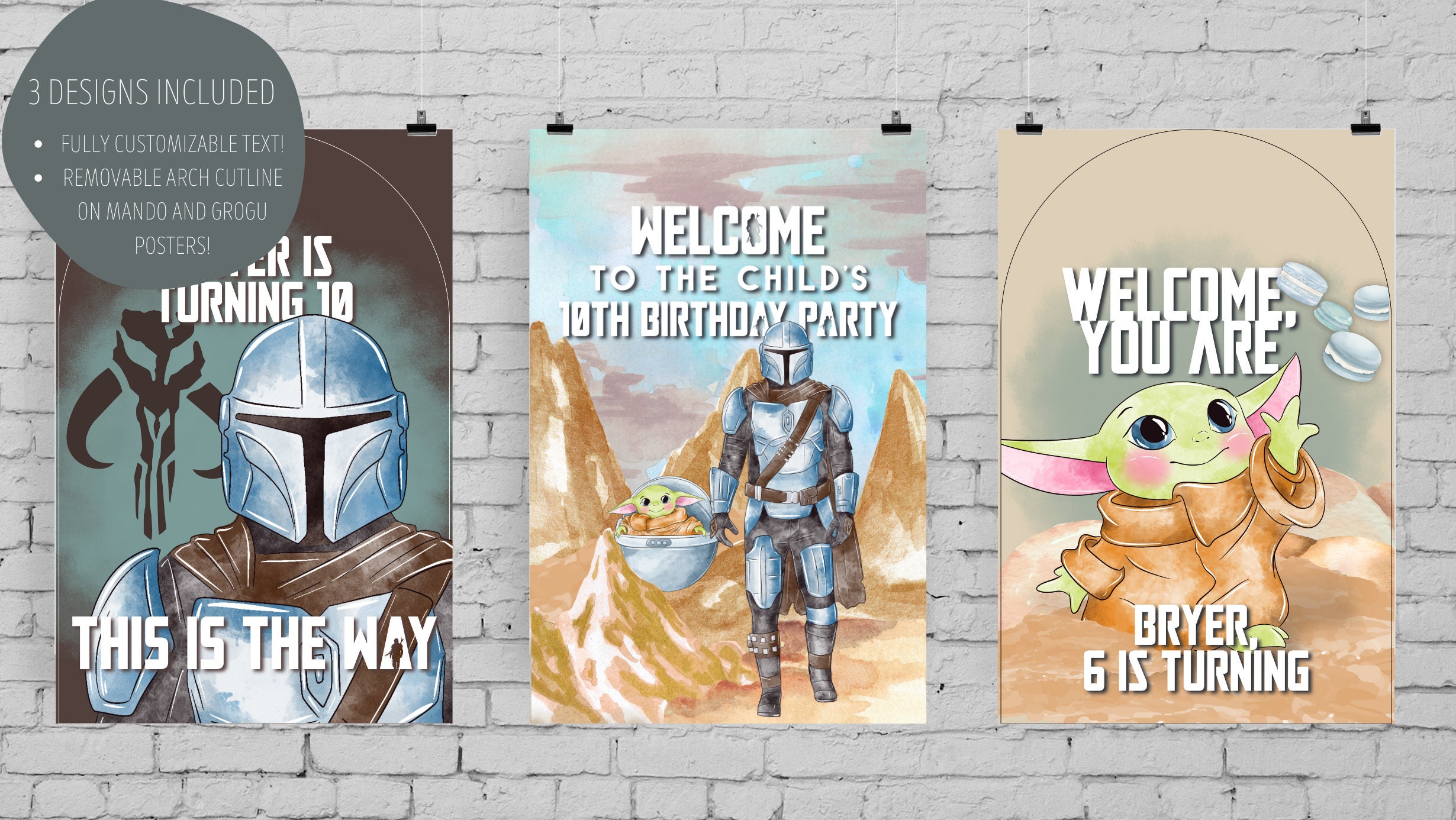 Mandalorian Birthday Welcome Posters, Baby Yoda Party Sign, Grogu and ...
