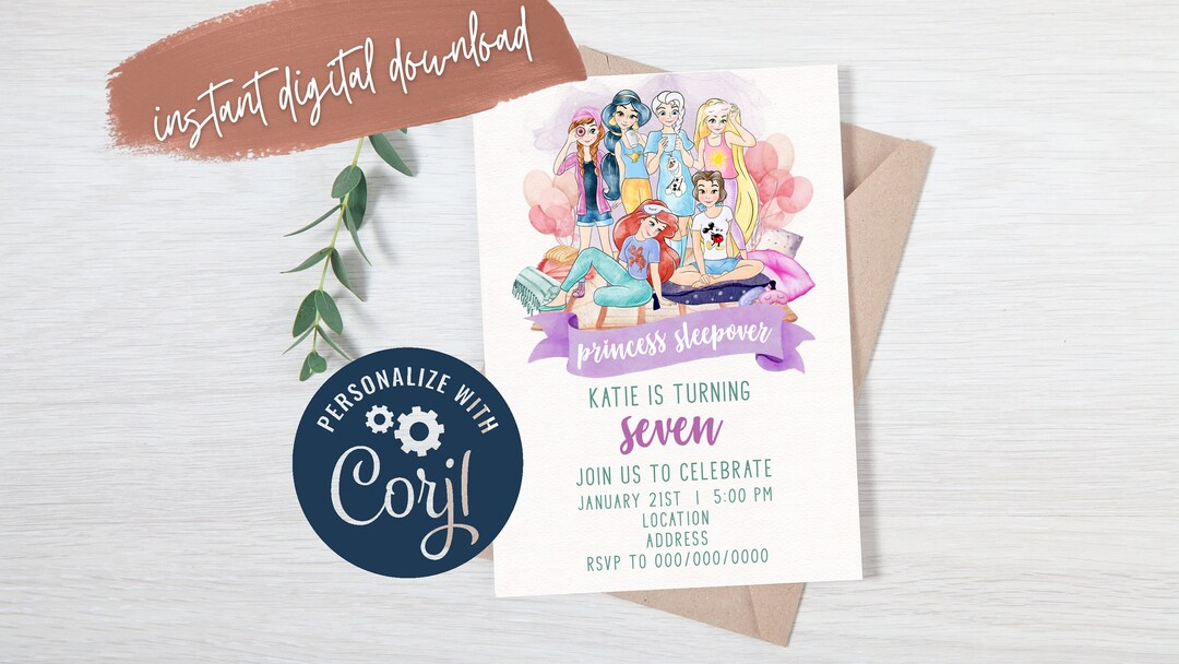 Princess Sleepover Birthday Invitation, Slumber Party Invite, Elsa ...