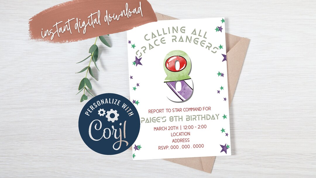 Toy Story Birthday Invitation, Buzz Lightyear Invite, Space Ranger ...