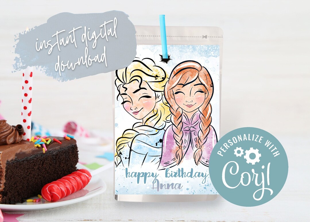 Frozen Capri Sun Pouch Drink Label, Elsa Juice Label, Anna Kool-aid ...