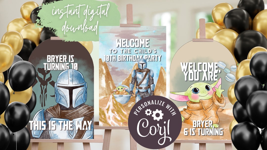 Mandalorian Birthday Welcome Posters, Grogu Party Banner (digital ...