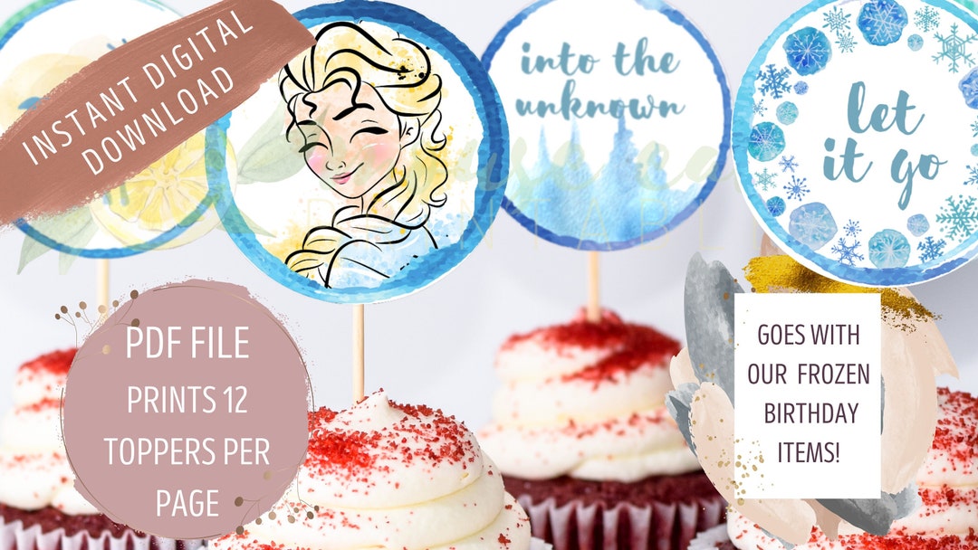 Frozen Birthday Cupcake Topper, Elsa Cake Decorations, Let It Go Party ...