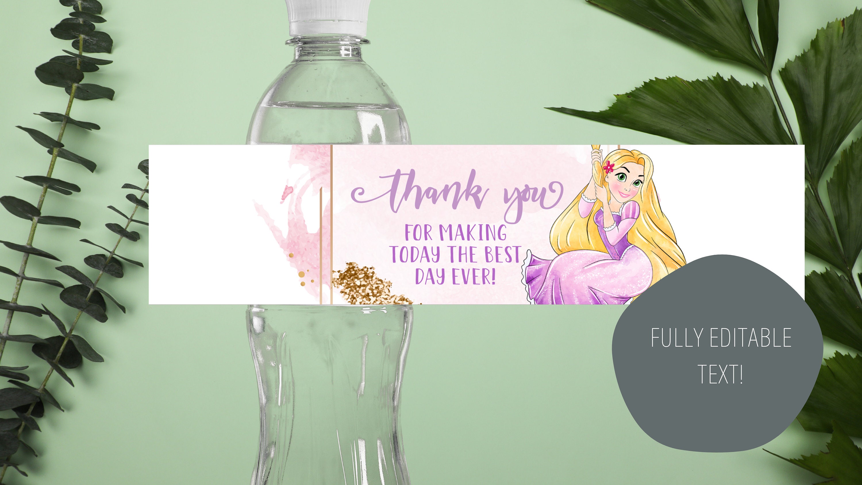 Tangled Water Bottle Label Rapunzel Drink Wrap Princess - Etsy