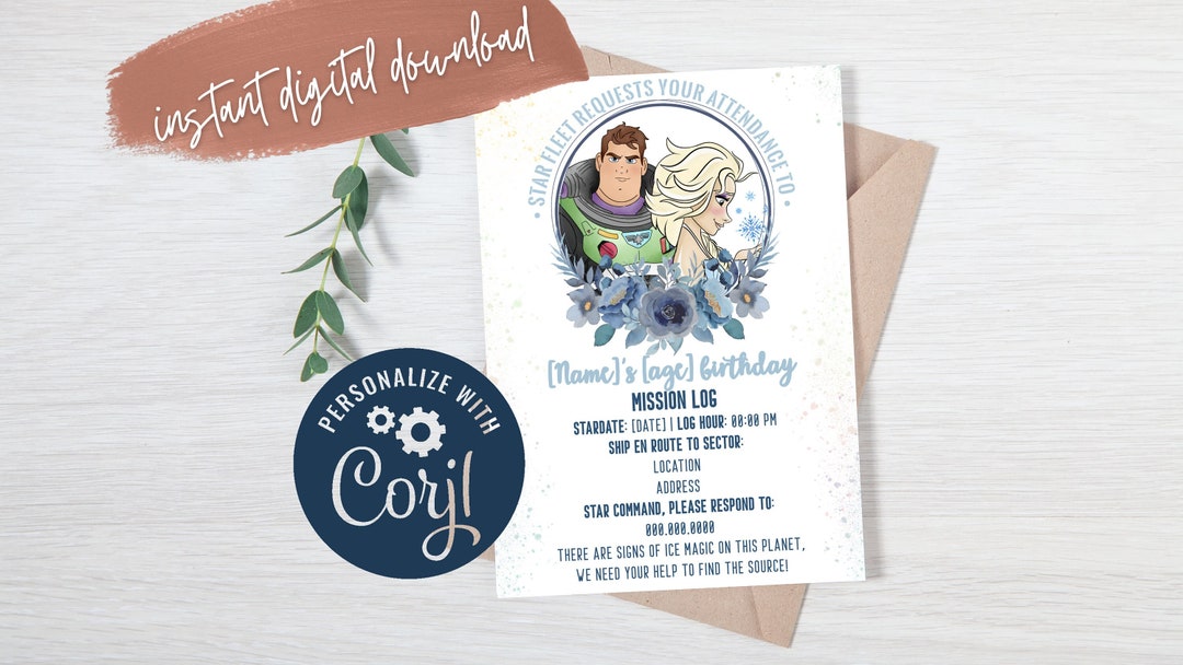 Buzz Lightyear Elsa Birthday Invitation: Floral Space Print (digital ...