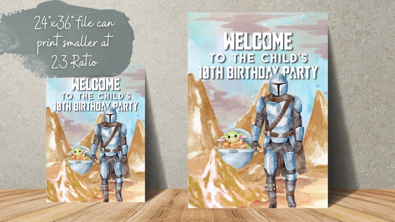 Mandalorian Birthday Welcome Posters, Baby Yoda Party Sign, Grogu and ...