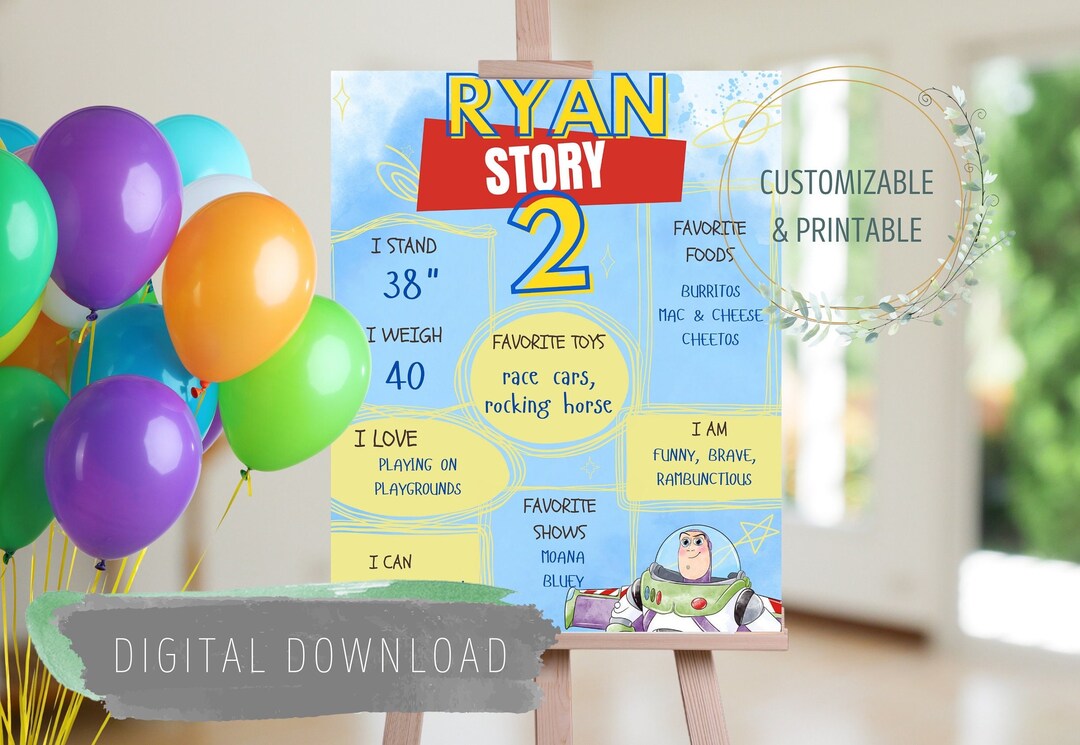 Toy Story Birthday Stat Poster, Buzz Lightyear Growth Chart, Space ...