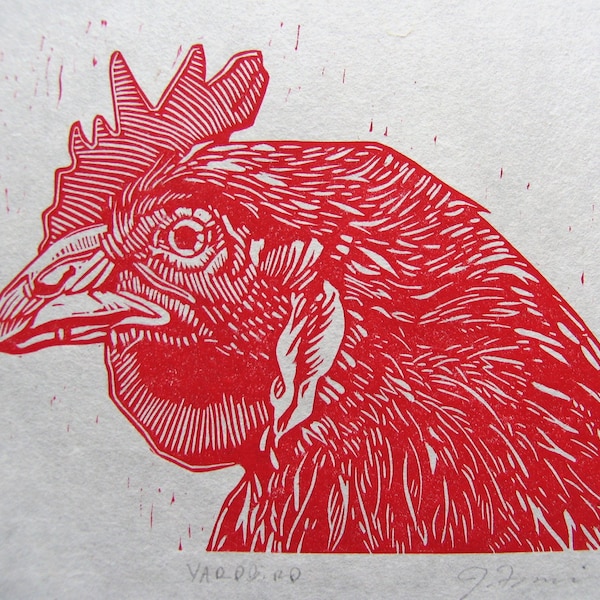Chicken Linocut - Etsy
