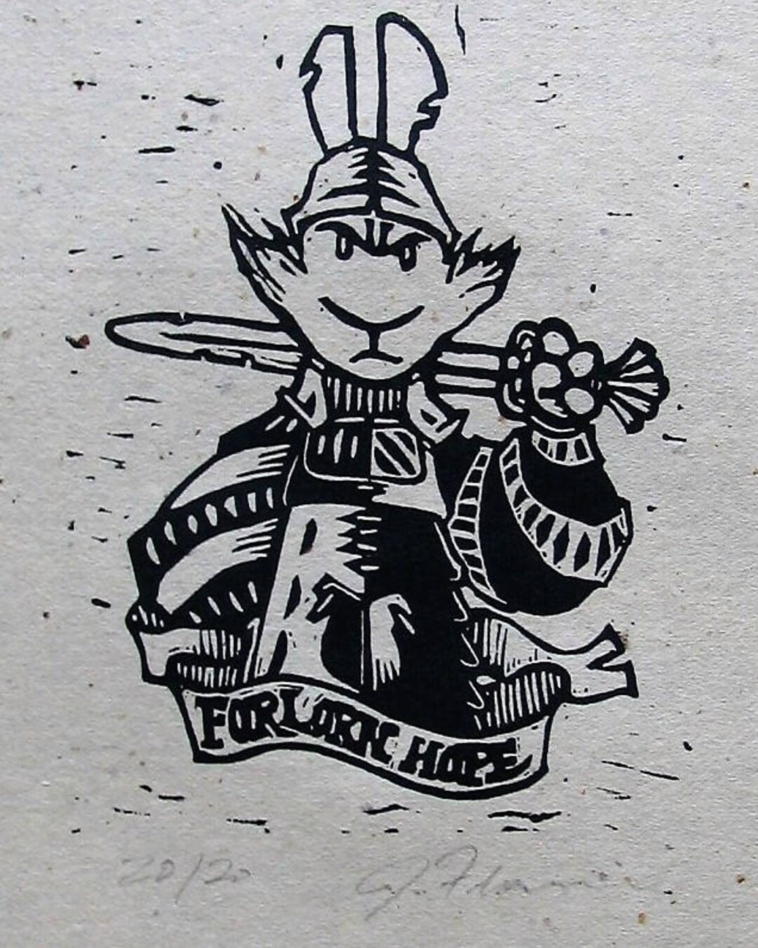 Rabbit Linocut - Etsy