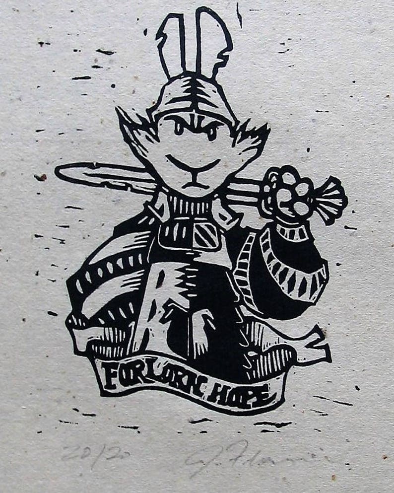 Rabbit Linocut - Etsy