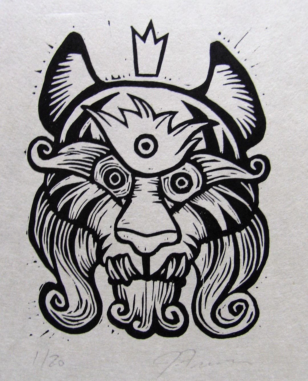 Tiger Linocut - Etsy
