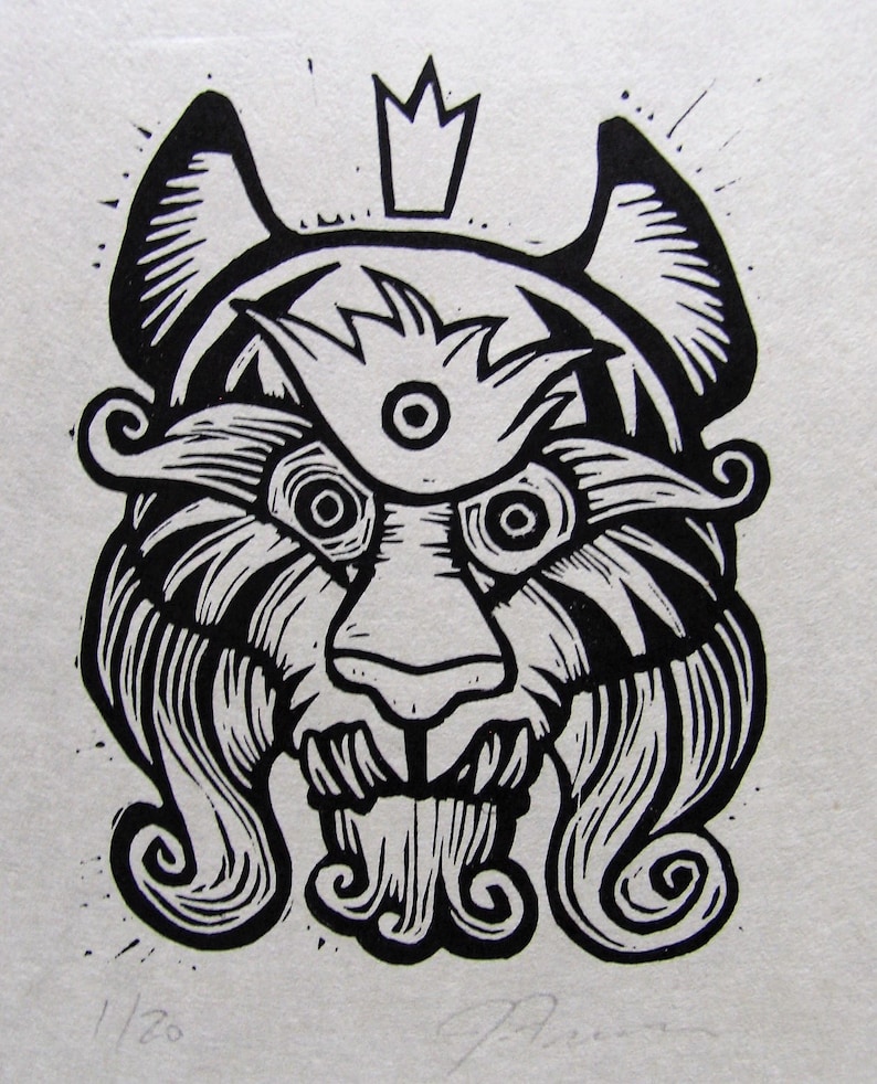 Tiger Linocut - Etsy