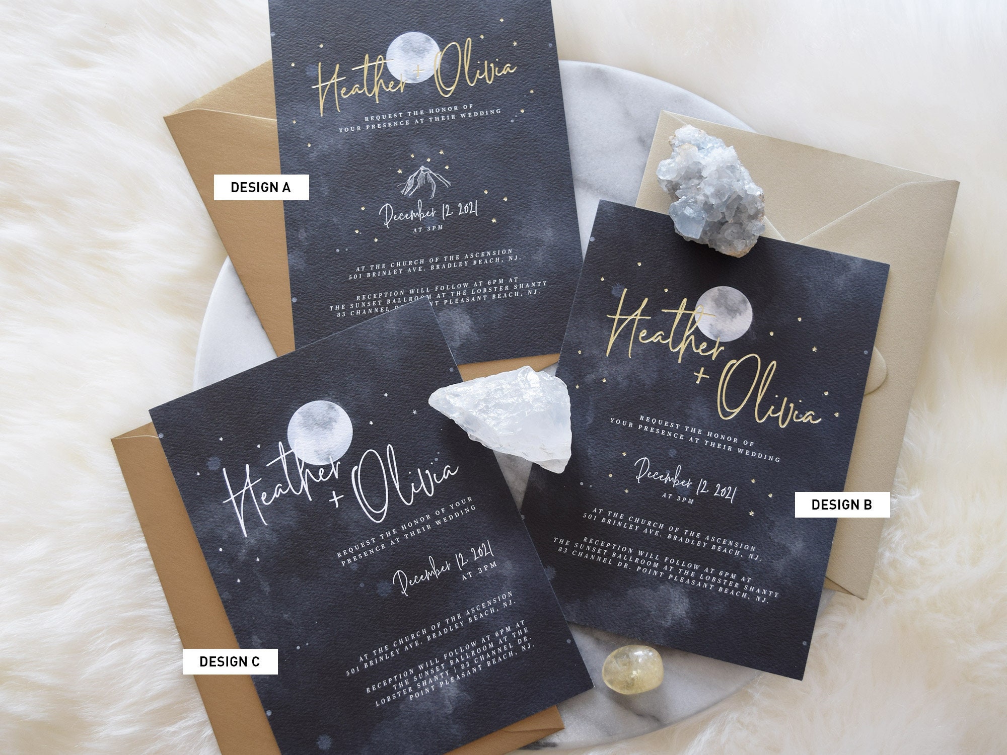 Moon and Stars Invitation 5x7 Main Card ONLY - Etsy