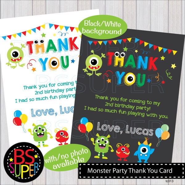 Monster Thank You Card - Etsy