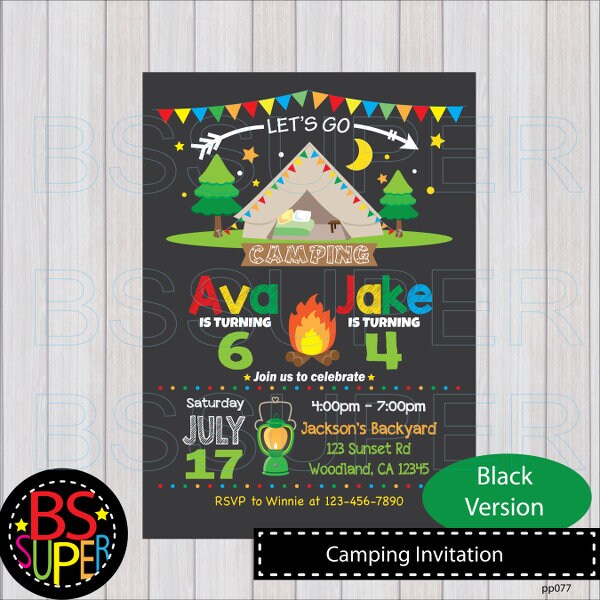 Camping Invitation Camping Birthday Invitation Glamping | Etsy