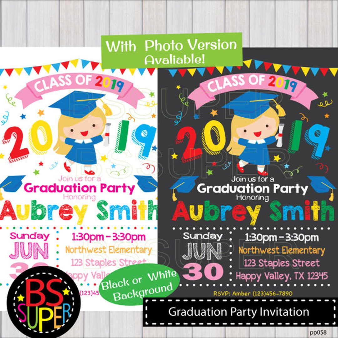 Graduation Party Invitation, Kindergarten Graduation Invite, Preschool ...