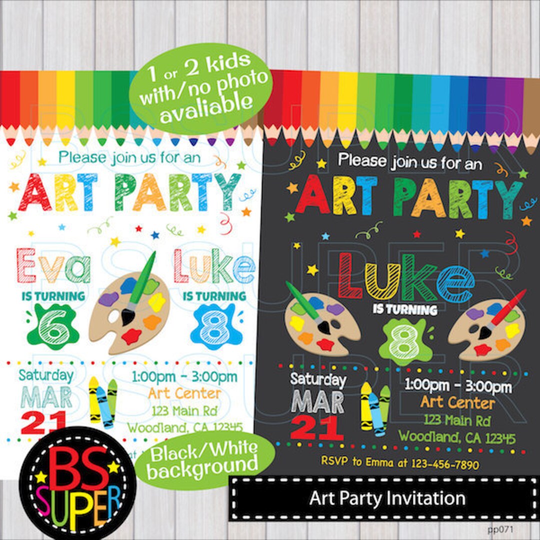 Art Party Invitation, Art Birthday Party, Arts and Crafts Party ...