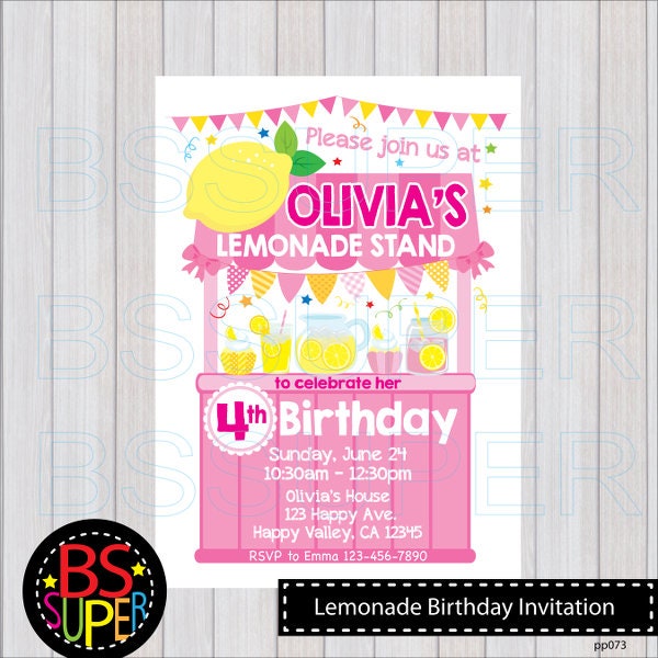 Lemonade Birthday Invitation Lemonade Stand Invitation - Etsy
