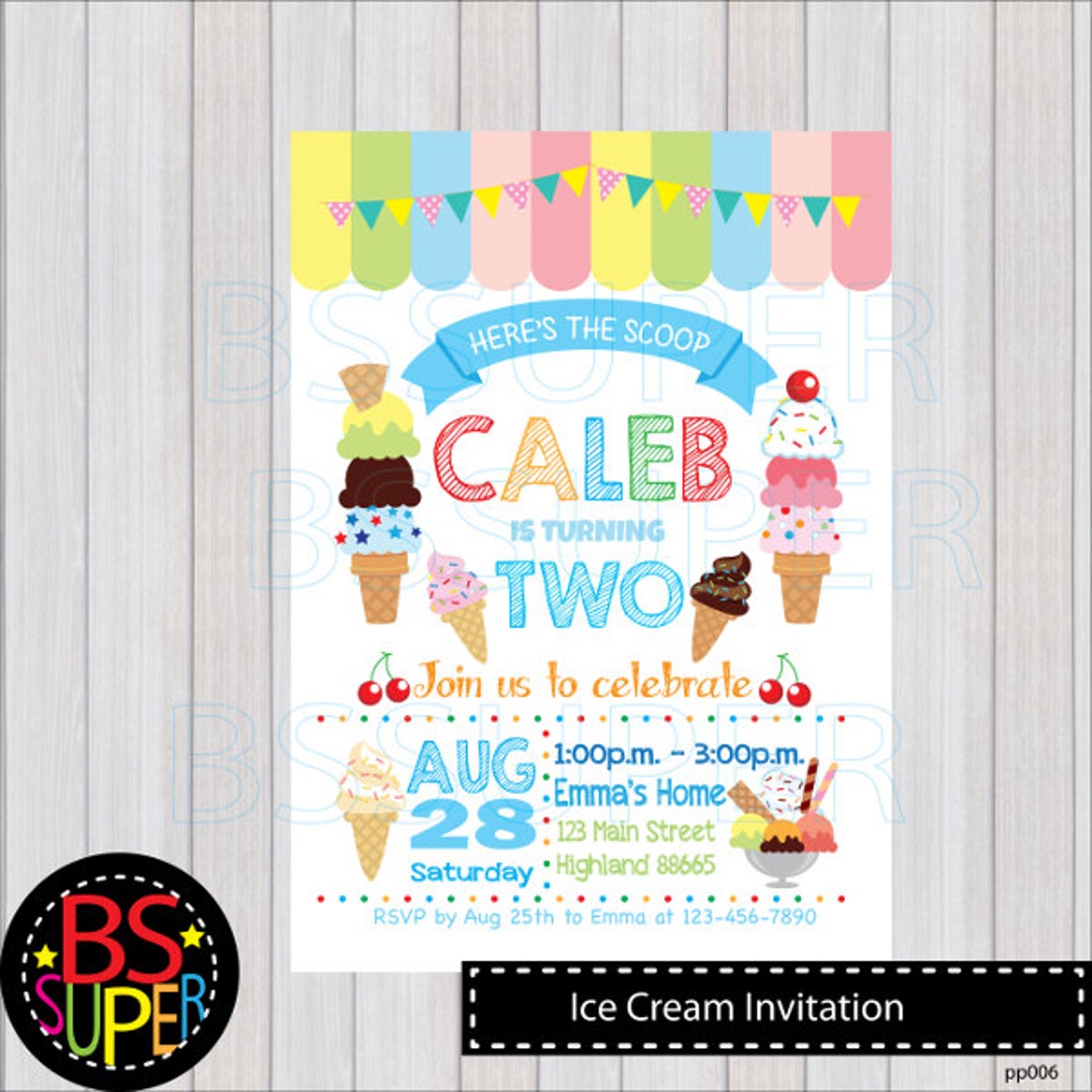 Ice Cream Invitation Ice Cream Party Invitation Ice Cream | Etsy