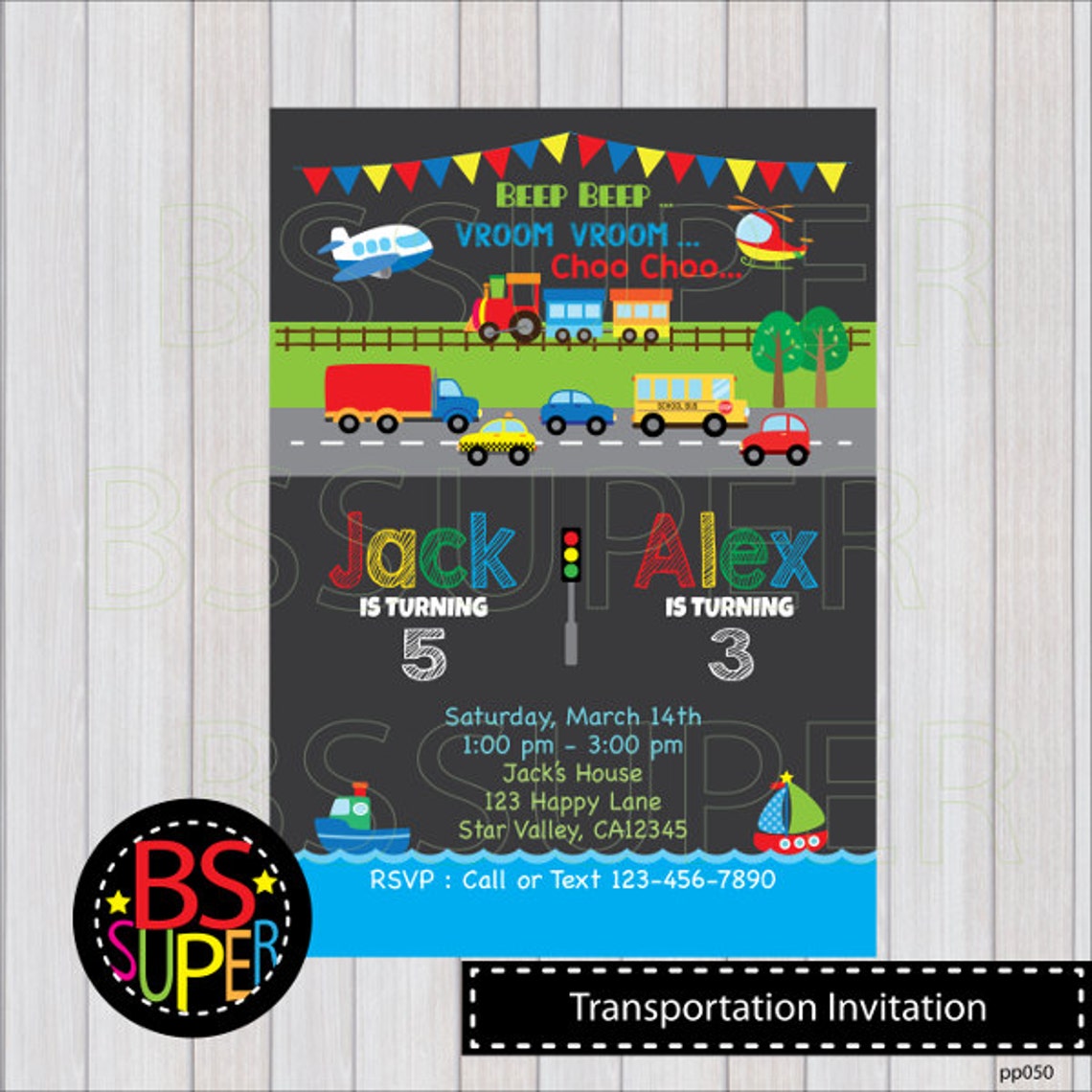 Transportation Birthday Invitation Transportation Invitation - Etsy