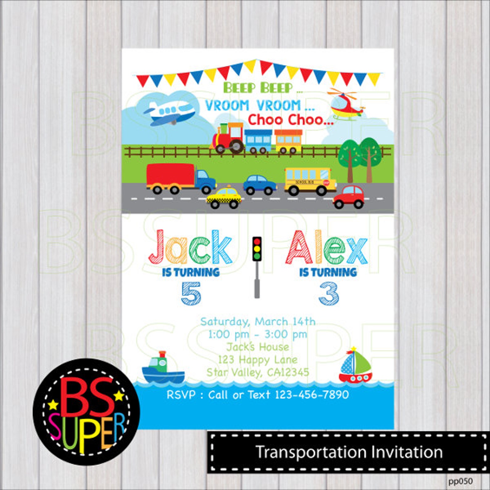 Transportation Birthday Invitation Transportation Invitation - Etsy