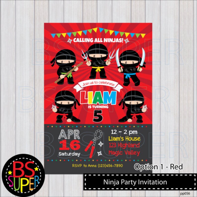 Ninja Birthday Invitation Ninja Invitation Ninja Party | Etsy