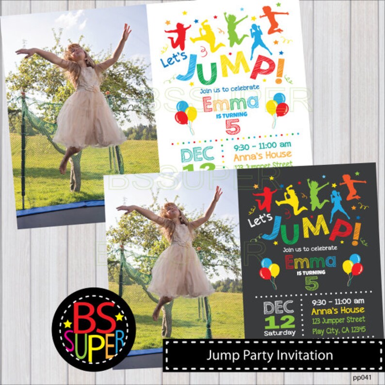 JUMP Invitation JUMP Birthday Invitation Bounce Birthday - Etsy