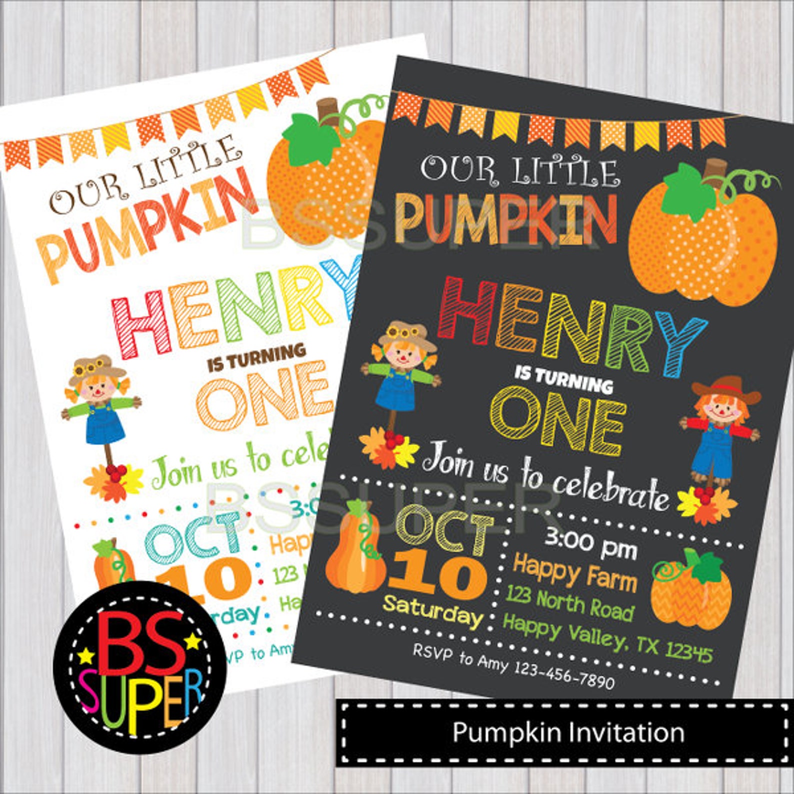Pumpkin Patch Birthday Invitation Pumpkin Birthday Party | Etsy