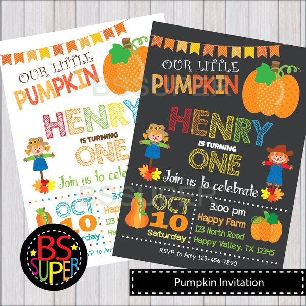Pumpkin Patch Birthday Invitation Pumpkin Birthday Party | Etsy