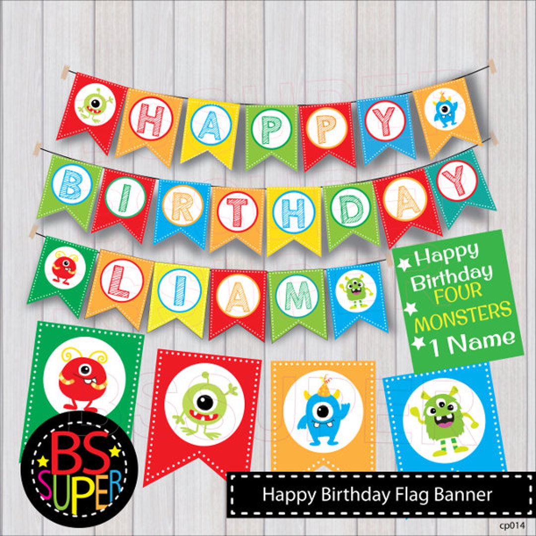 Monster Birthday Banner Monster Birthday Party Banner My - Etsy
