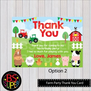 Farm Birthday Thank You Card First Birthday Thank You Card - Etsy