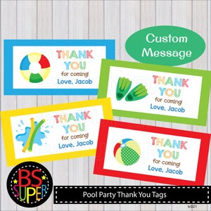 Pool Party Favor Tags, Pool Party Candy Bag Toppers, Pool Party Thank ...