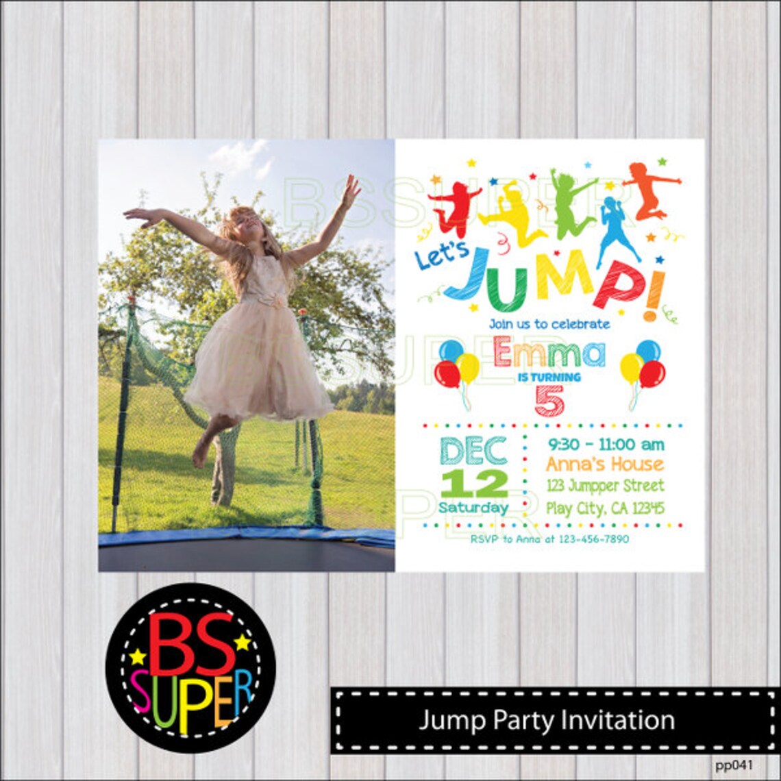 JUMP Invitation JUMP Birthday Invitation Bounce Birthday - Etsy