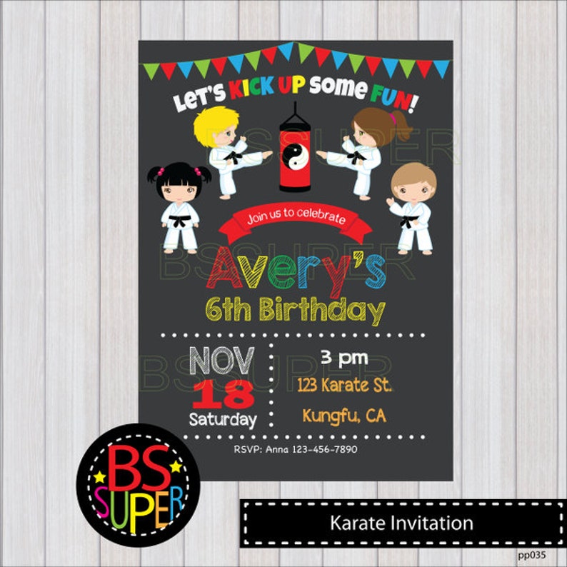KARATE Invitation Karate Birthday Party invitation Karate | Etsy