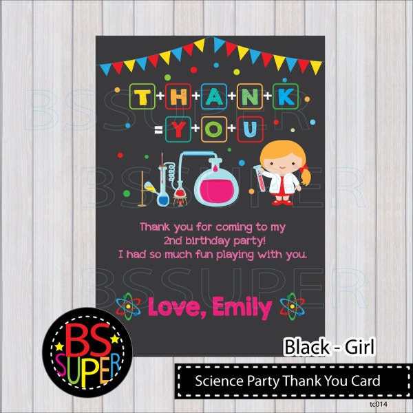 Science Birthday Party Thank You Card Mad Scientist Thank You | Etsy