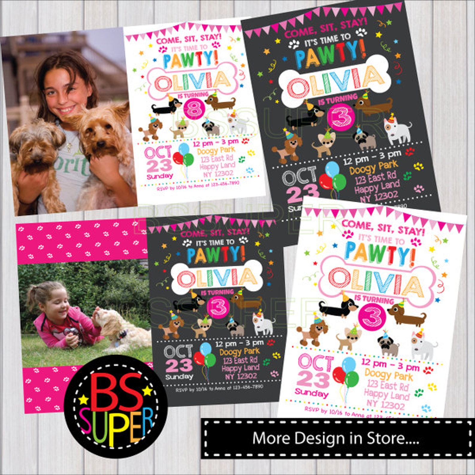Puppy Birthday Invitation Dog Birthday Party Dog - Etsy