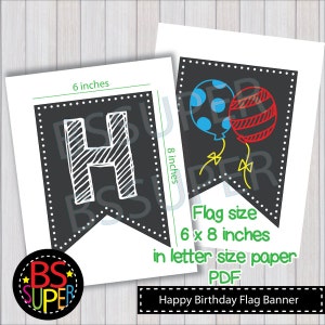 Happy Birthday Banner , Chalkboard Banner , Flag Banner - Etsy