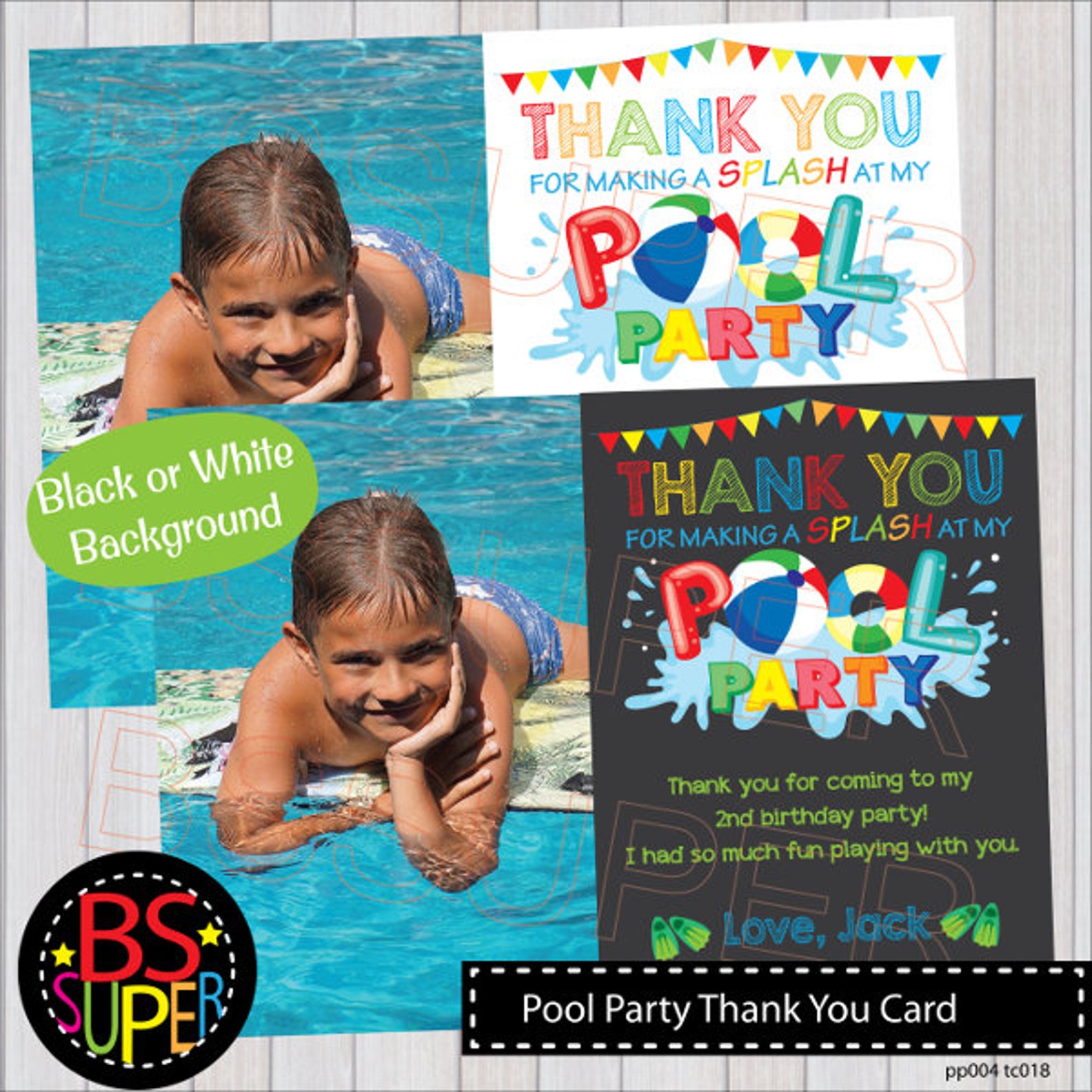 Pool Party Thank You Card Pool Party Thank You Swimming | Etsy