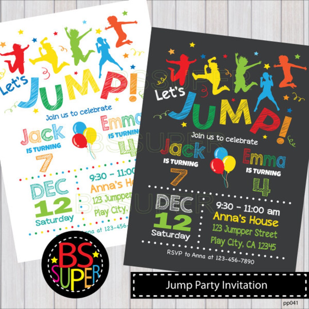 JUMP Invitation, JUMP Birthday Invitation, Bounce Birthday Party ...