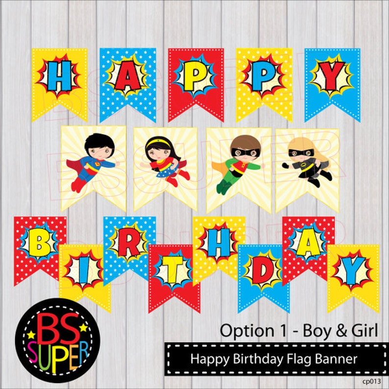 Superhero Birthday Banner Superhero Birthday Party Banner | Etsy