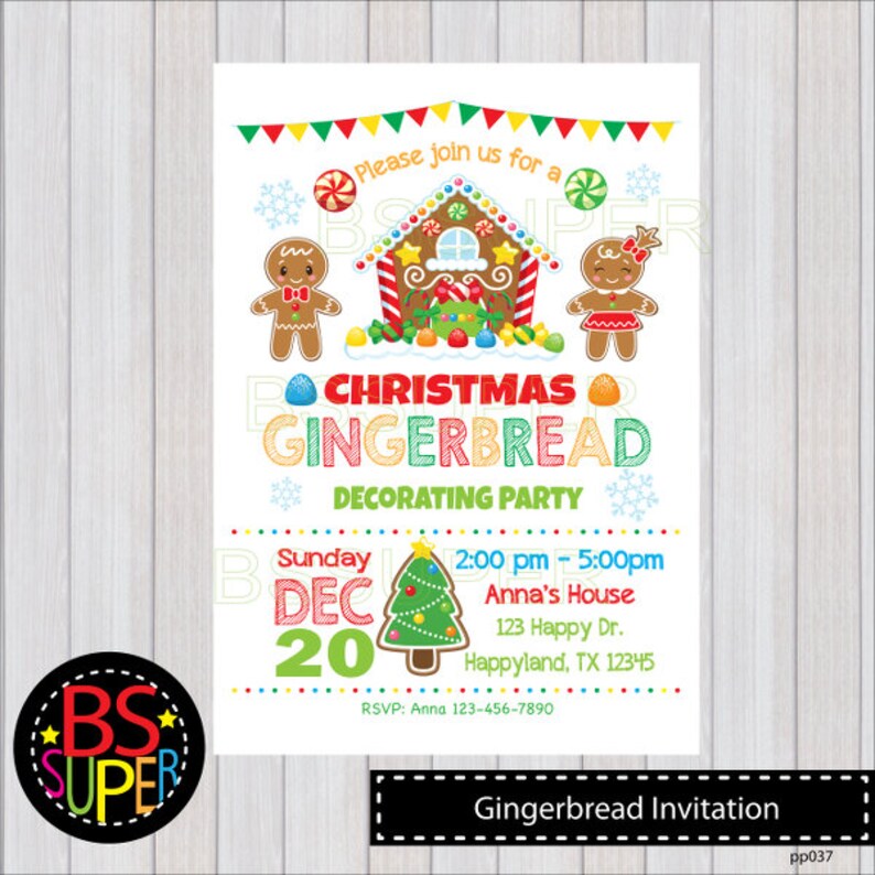 Gingerbread Party Invitation Gingerbread Invitation Cookie - Etsy