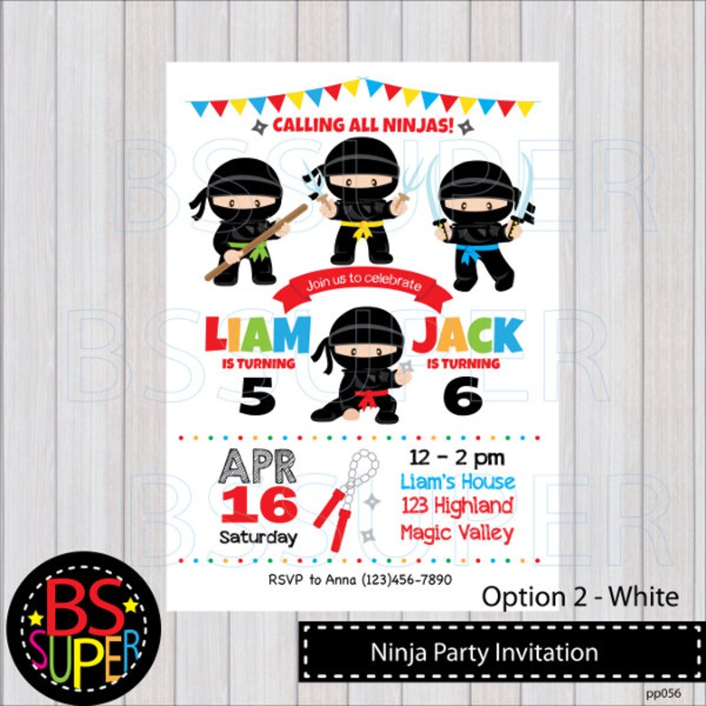 Ninja Birthday Invitation Ninja Invitation Ninja Party - Etsy