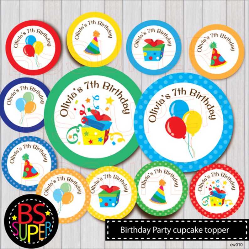 Birthday Party Cupcake Topper Happy Birthday Cake Topper - Etsy