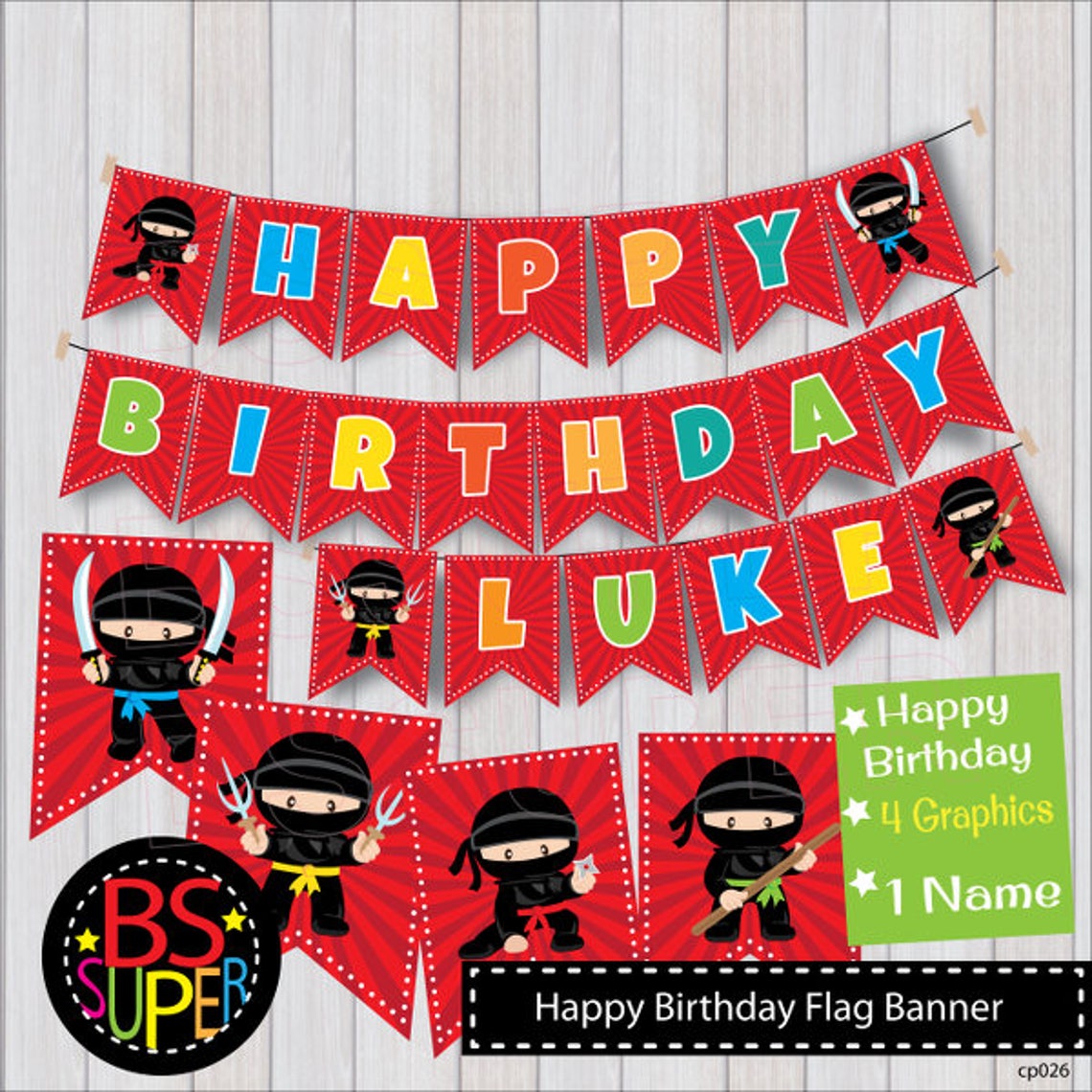 Ninja Birthday Banner Ninja Birthday Party Banner | Etsy