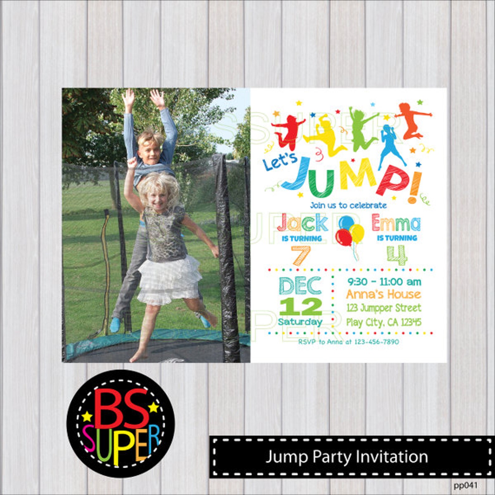 JUMP Invitation JUMP Birthday Invitation Bounce Birthday - Etsy
